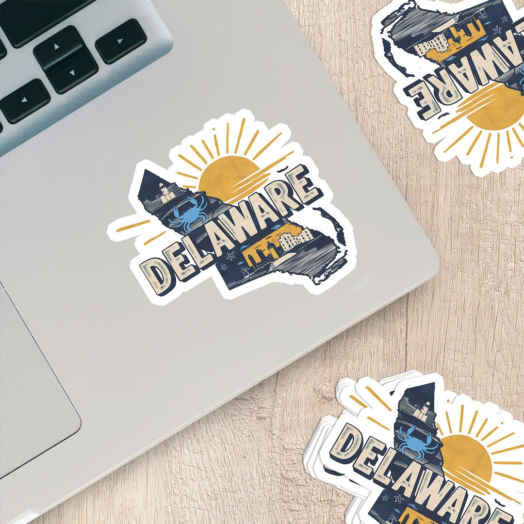 Retro Vinyl State Sticker - Delaware - Etsy