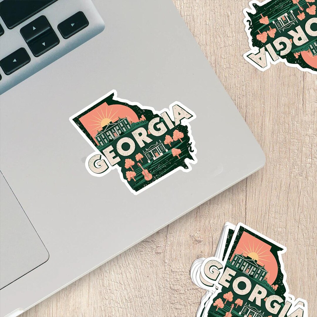 Retro Vinyl State Sticker - Georgia - Etsy