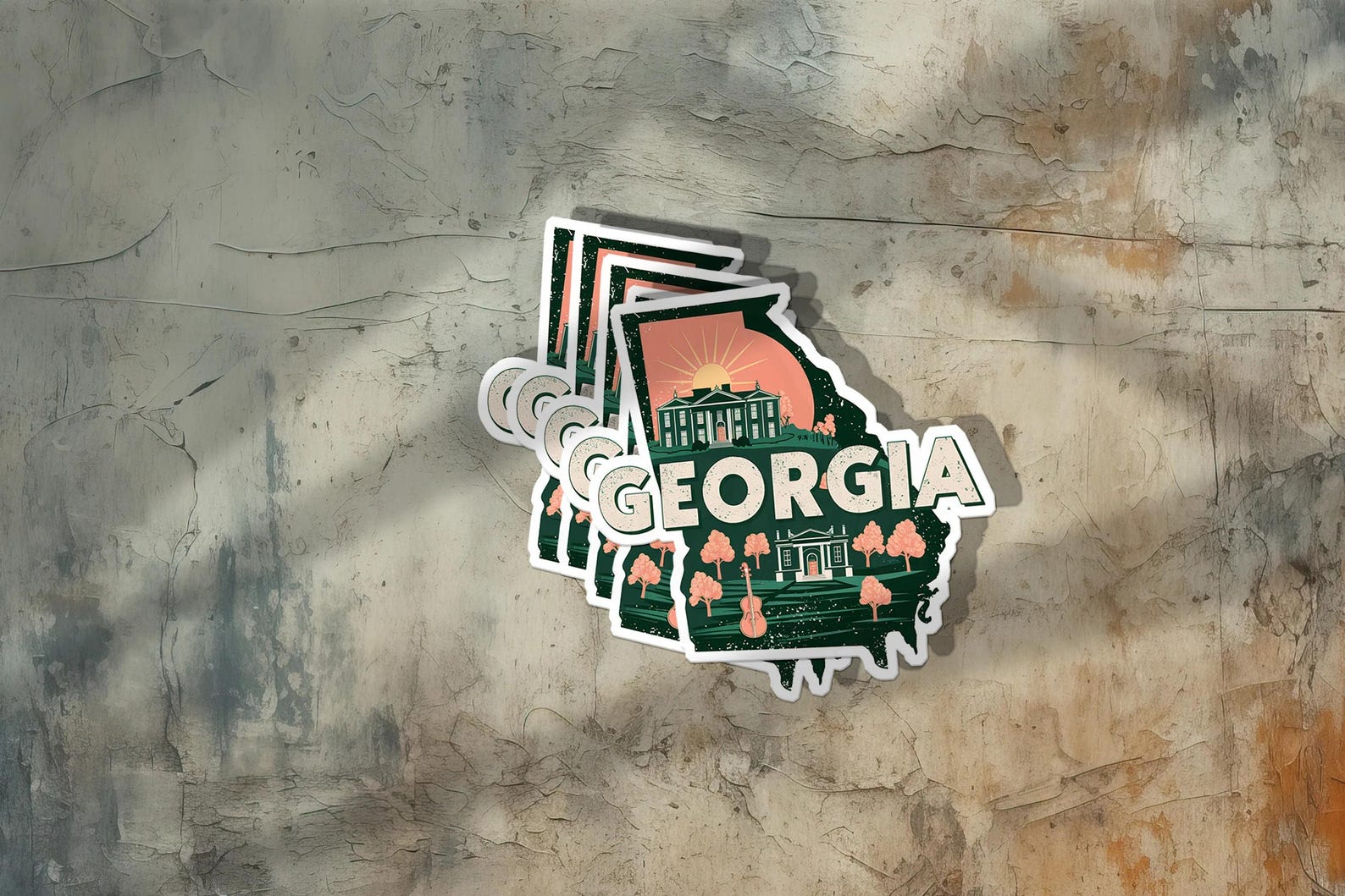 Retro Vinyl State Sticker - Georgia - Etsy