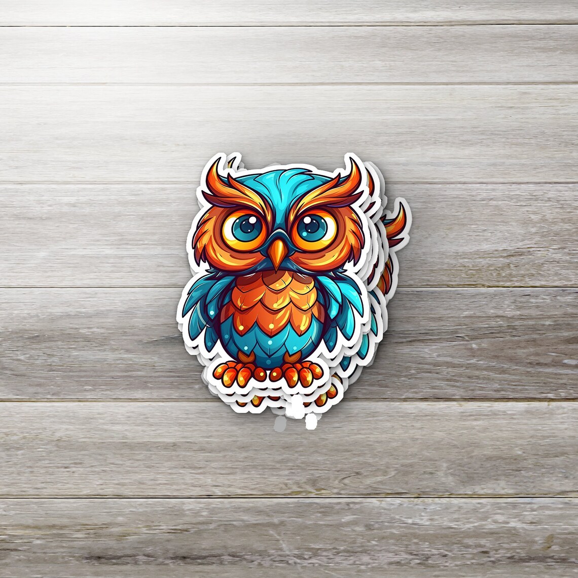 Colorful Owl Sticker Vibrant and Playful Decal - Etsy