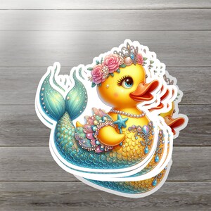 Mermaid Rubber Duck Vinyl Sticker - Etsy