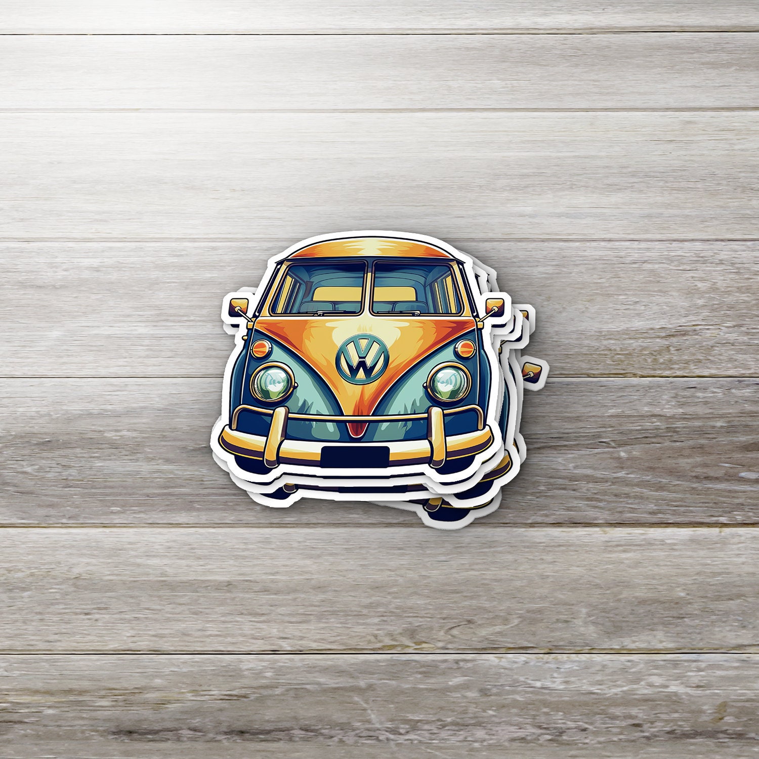 Front of a Retro VW Bus Sticker - Etsy