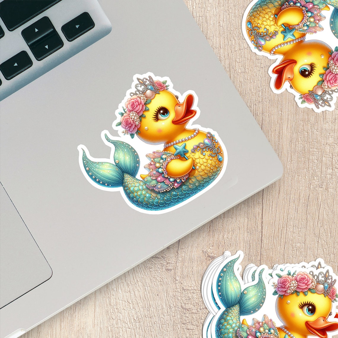 Mermaid Rubber Duck Vinyl Sticker - Etsy