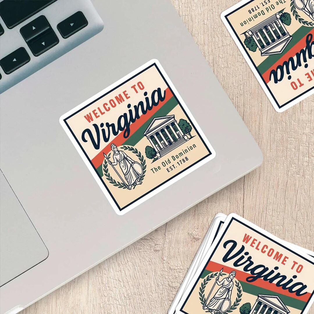 Welcome to Virginia Vinyl Sticker - Vintage State Travel Decal - Etsy