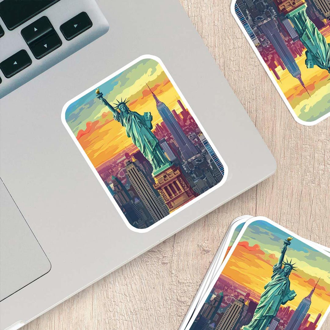 Colorful Statue of Liberty Sticker – Weatherproof Vinyl for Laptops ...