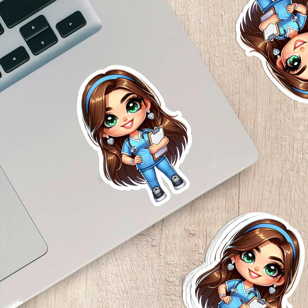 Cute Nurse Sticker - Weatherproof Vinyl for Water Bottles, Laptops ...