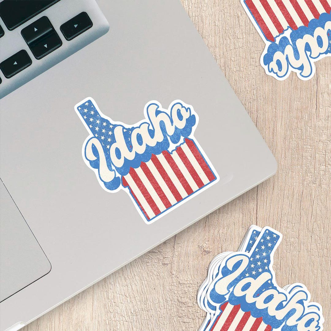Iowa State Sticker With American Flag Background | Weatherproof Vinyl ...