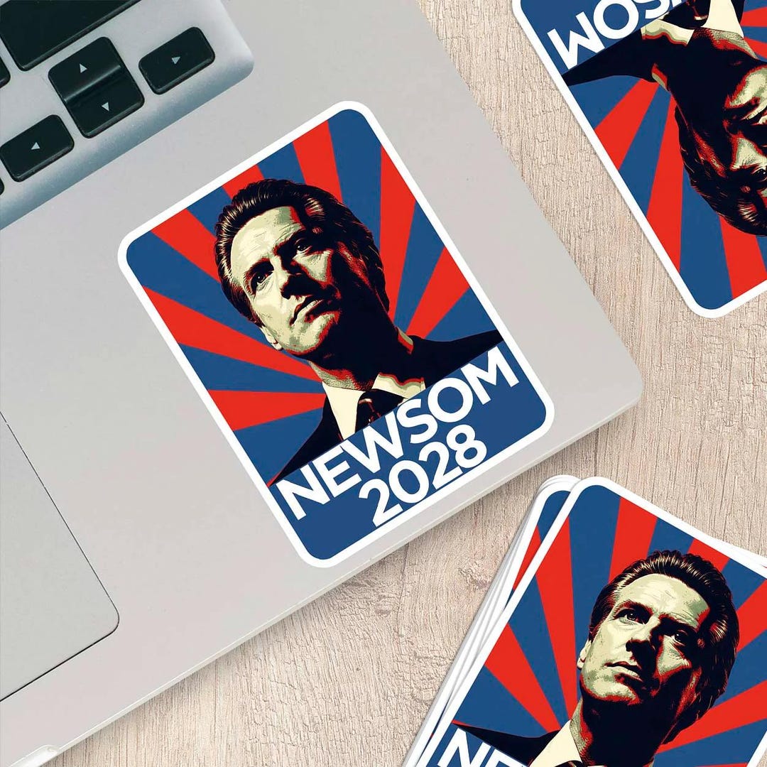 Newsom 2028 Vinyl Sticker - Bold Retro Political Campaign Decal - Etsy