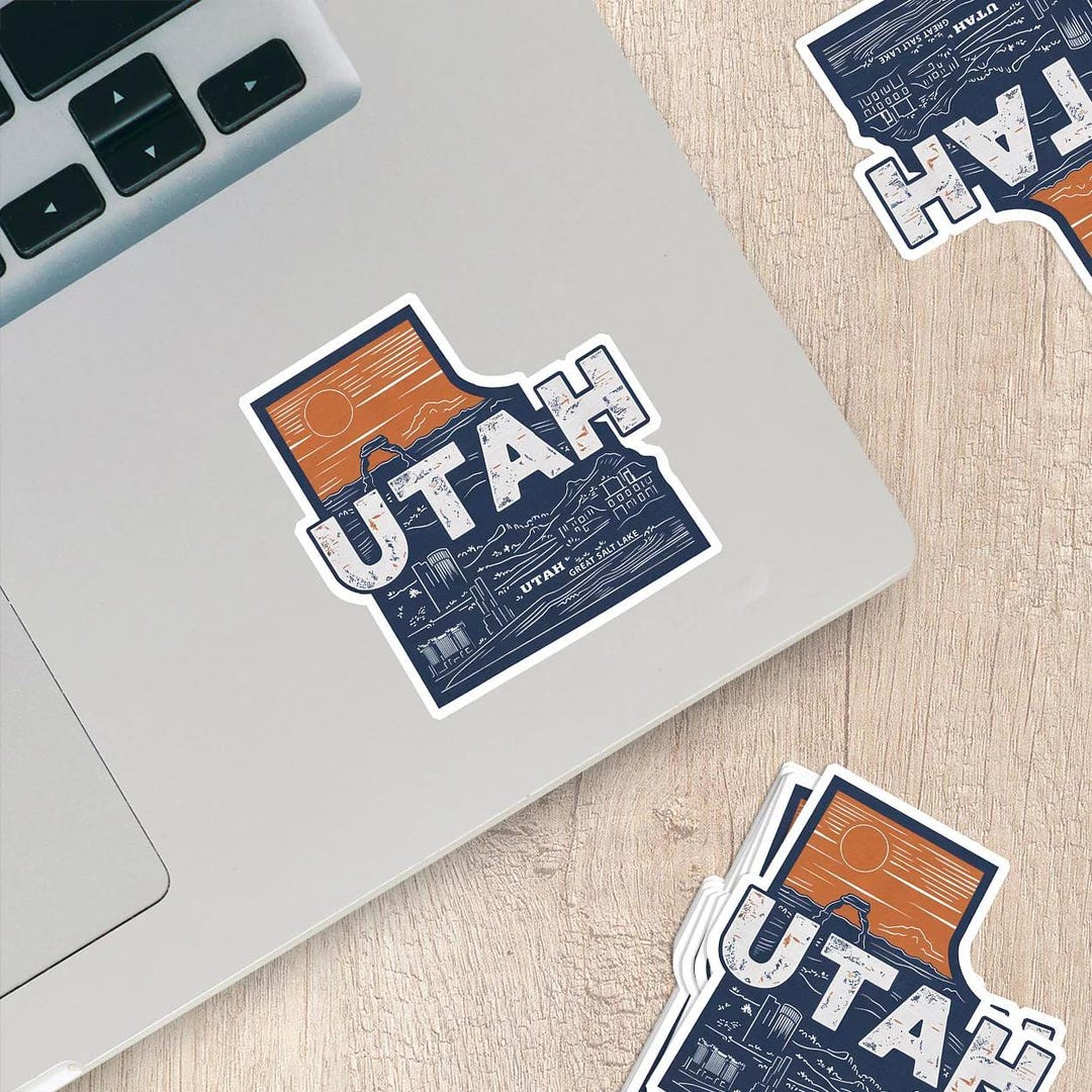 Retro Vinyl State Sticker - Utah - Etsy