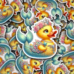 Mermaid Rubber Duck Vinyl Sticker - Etsy