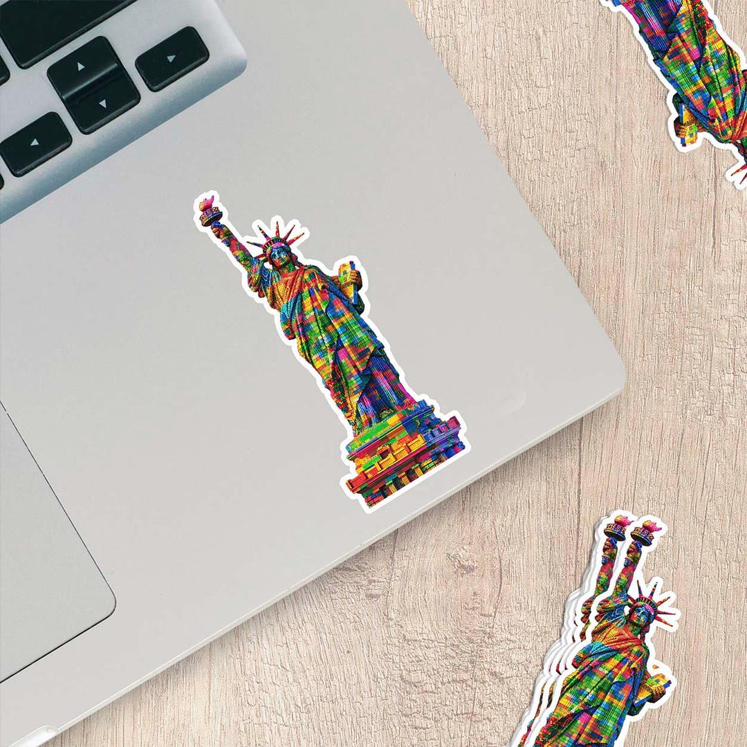 Colorful Statue of Liberty Sticker – Weatherproof Vinyl for Laptops ...