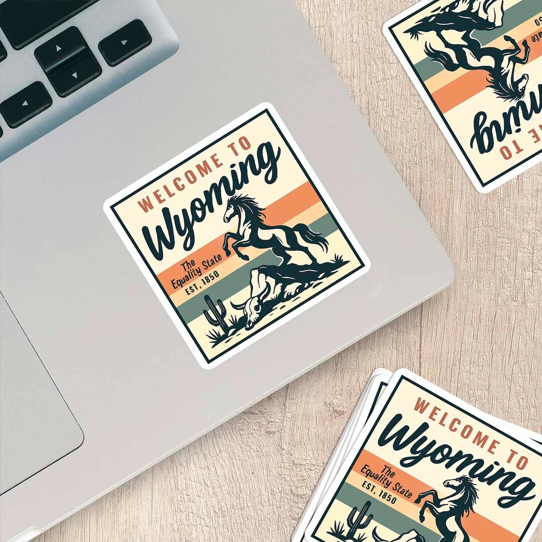 Welcome to Wyoming Vinyl Sticker - Vintage State Travel Decal - Etsy