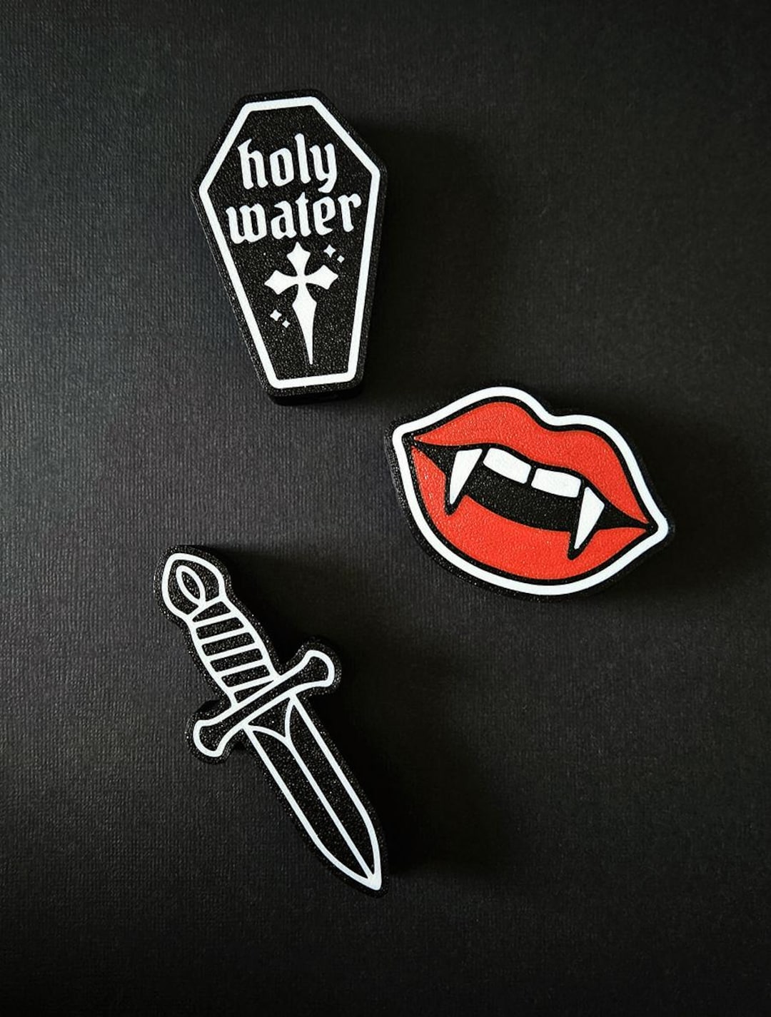 Gothic Stanley Straw Toppers: Vampire Lips, Dagger, Holy Water - 3D ...