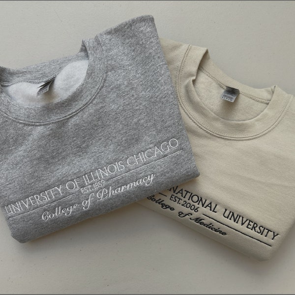 Embroidered College Sweatshirt - Etsy
