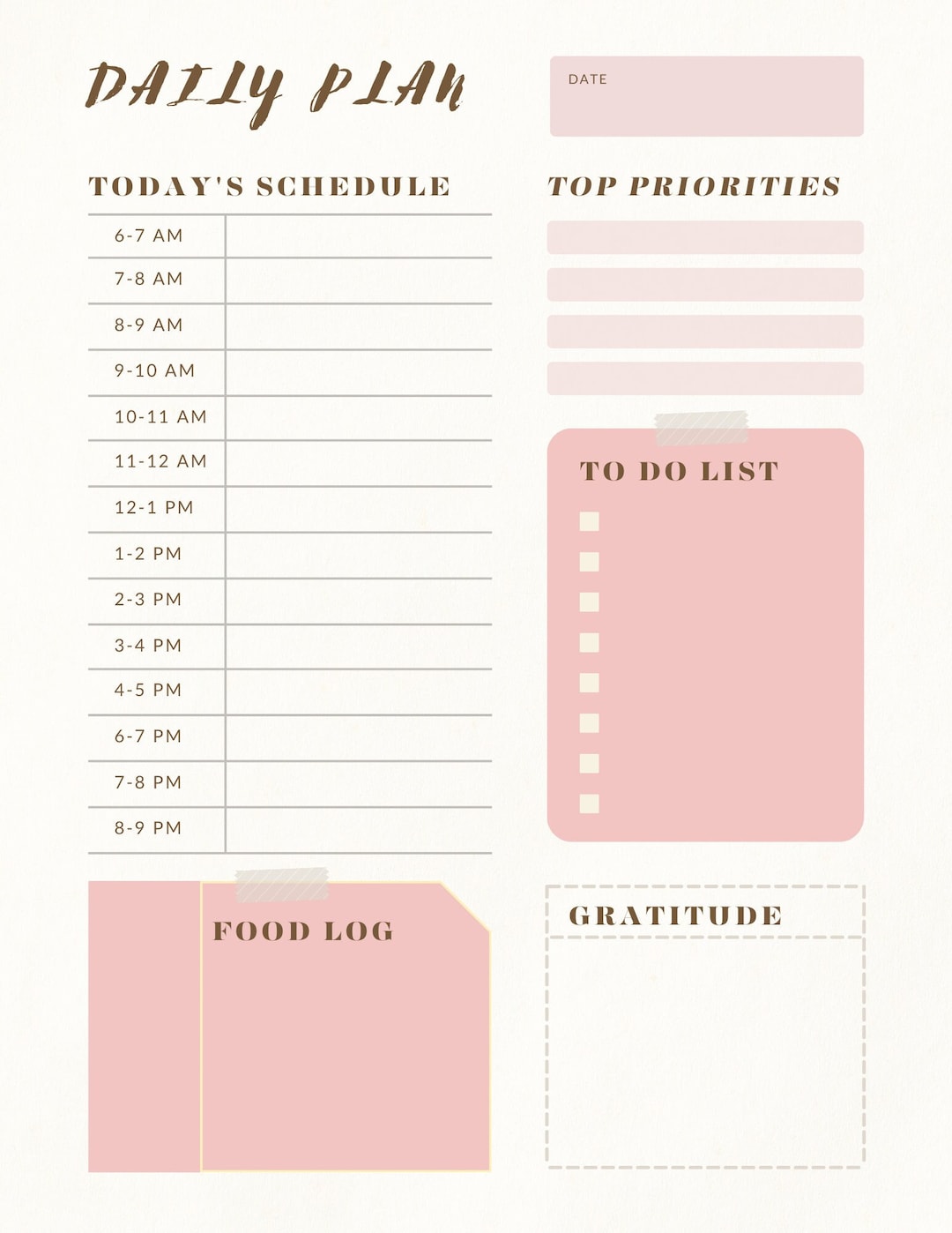 Daily Printable Planner, Daily Task Planner, Digital Downloadable ...