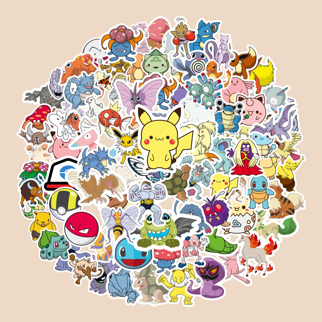 220 Pcs Mini Cute Poke Sticker Pack Anime Gaming Stickers | Scrapbook ...