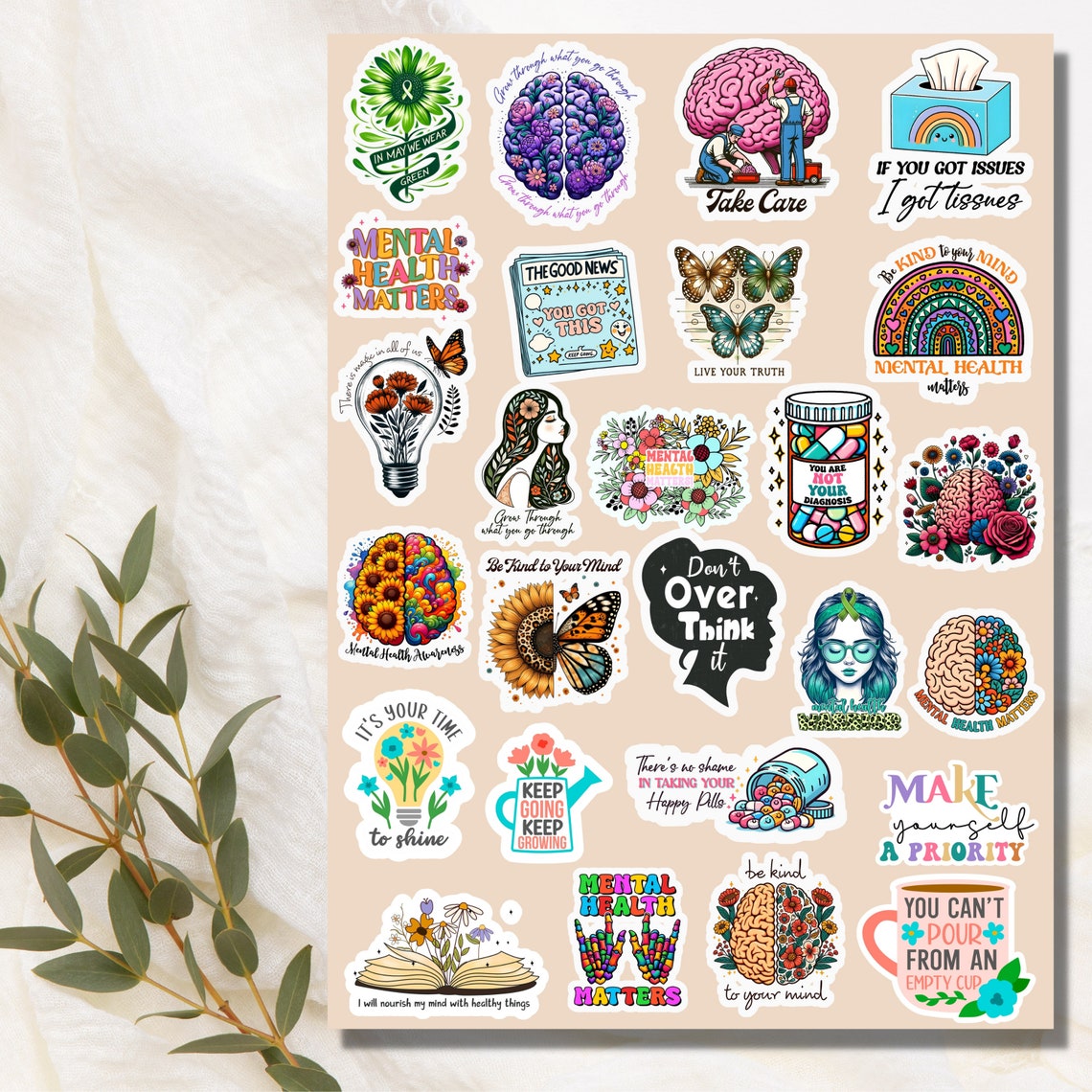 51 Pcs Mental Health Matters Sticker, Affirmation Sticker,anxiety ...