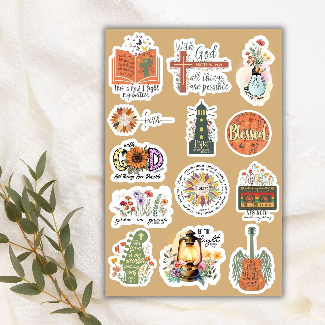 Christian Sticker Pack Love God Jesus Bible Trust the Lord Pray Sticker ...