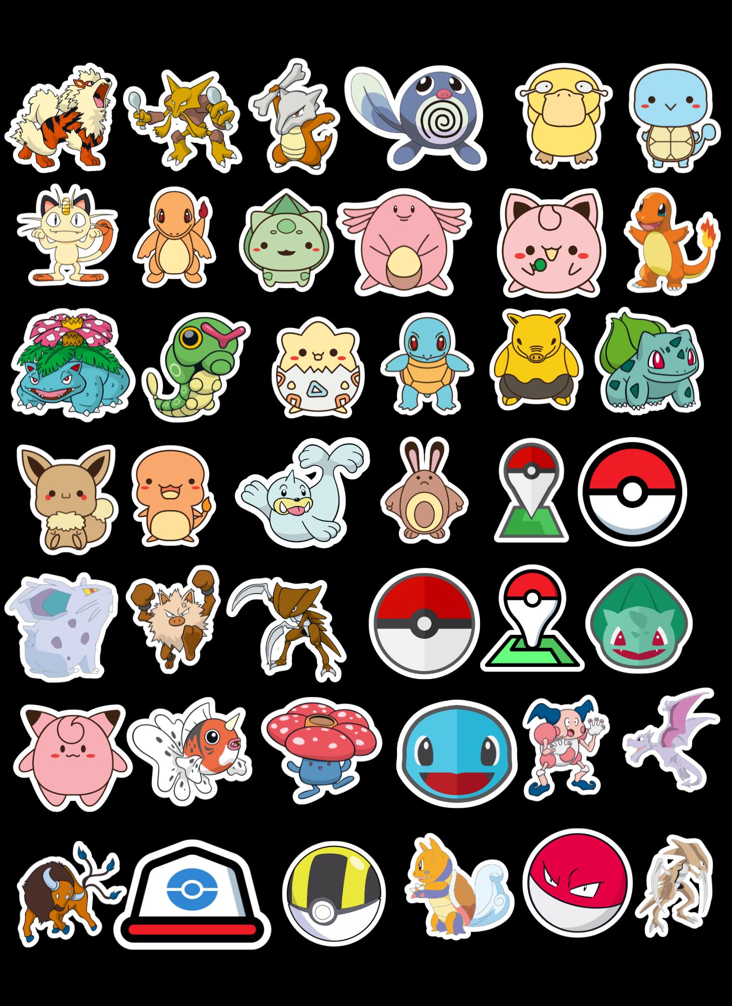 220 Pcs Mini Cute Poke Sticker Pack Anime Gaming Stickers | Scrapbook ...