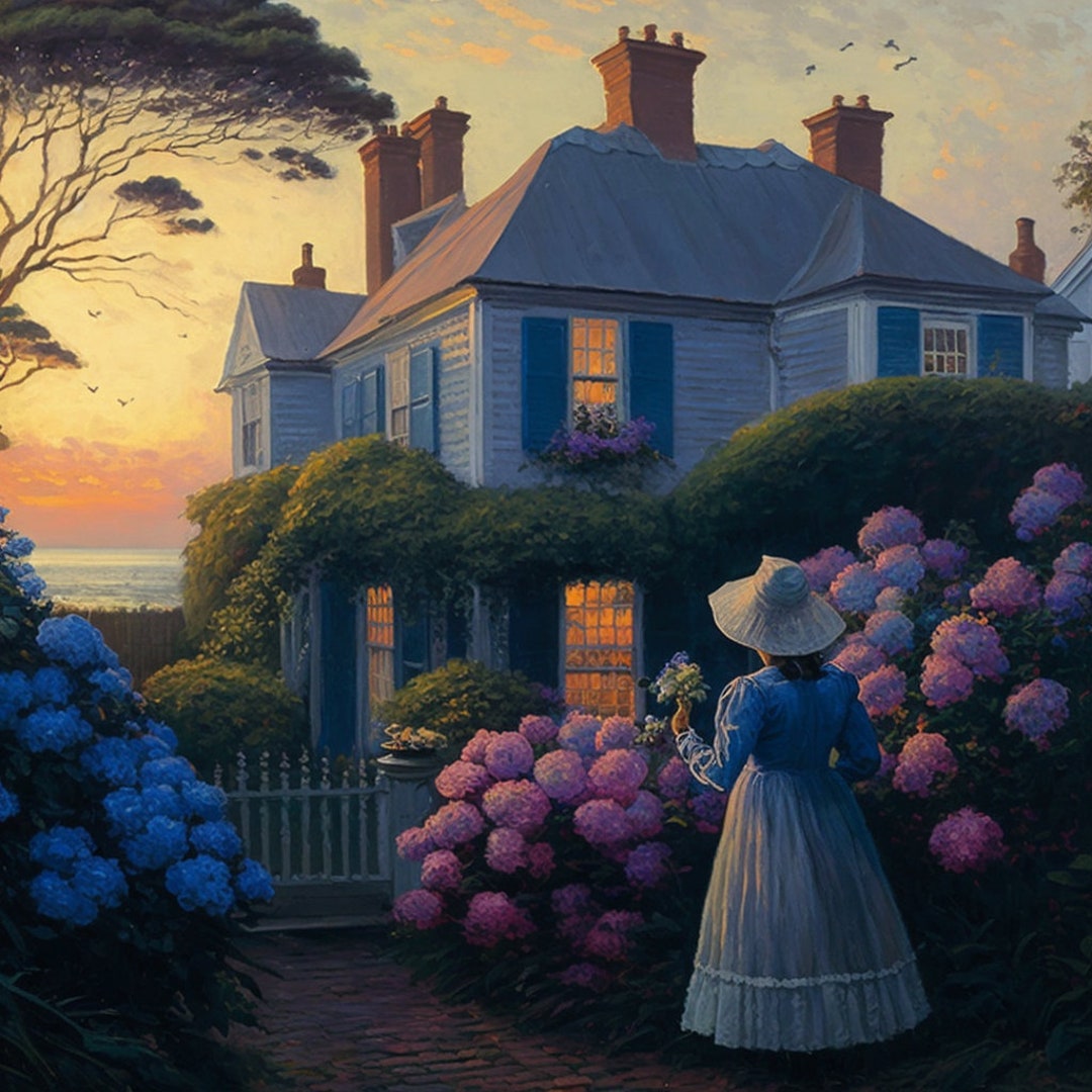 5 Beautiful Nantucket Hydrangea Field With Ocean Coast Sunset - Etsy
