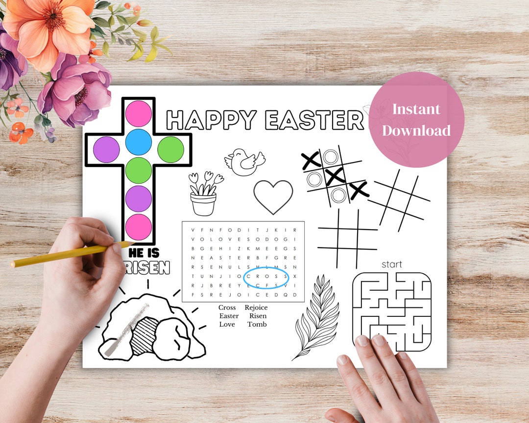 Easter Activity Placemat, Bible Activity Mat, Easter Activity ...