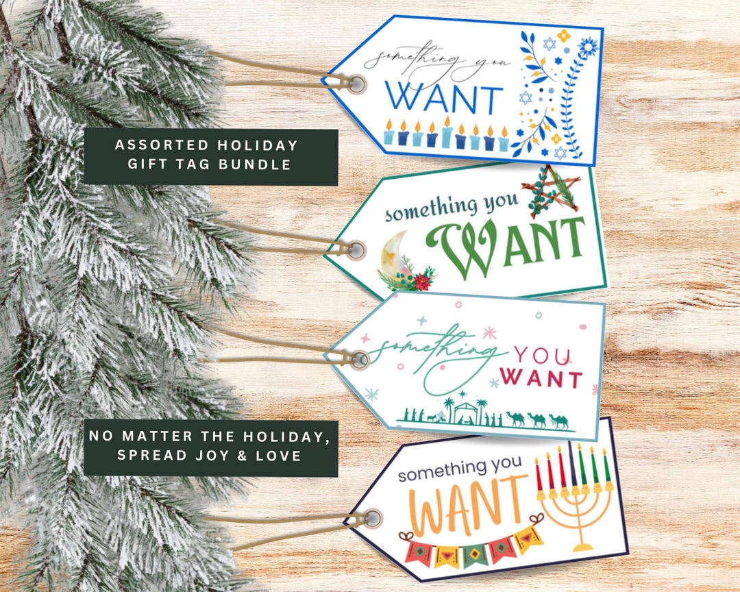 Printable Gift Tags Bundle, Gift Tag Assortment, Christmas, Hanukkah ...