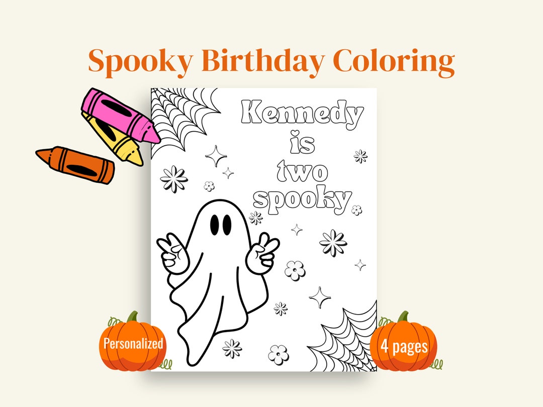 Halloween Birthday Coloring Pages, Spooky One, Two Spooky, 4 Designs ...