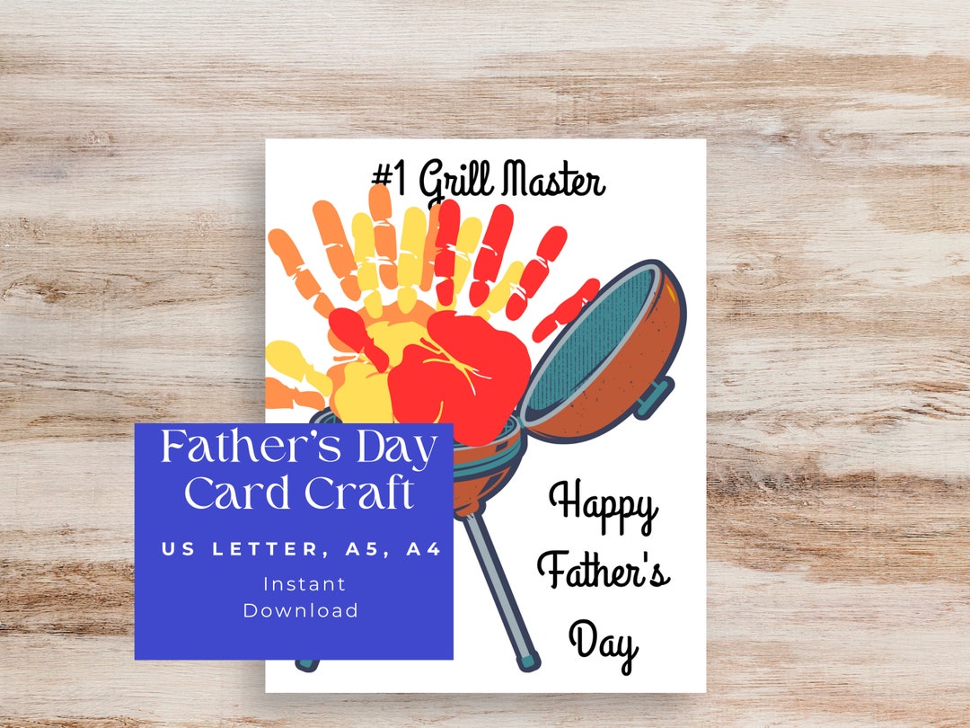BBQ Fathers Day Handprint Craft, Gift for Dad, Gift for Grandpa, First ...