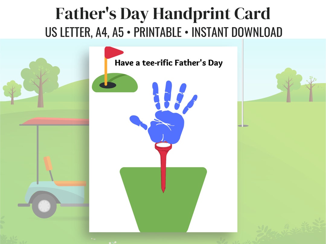 Golf Themed Father's Day Handprint Craft, Printable, Instant Download ...