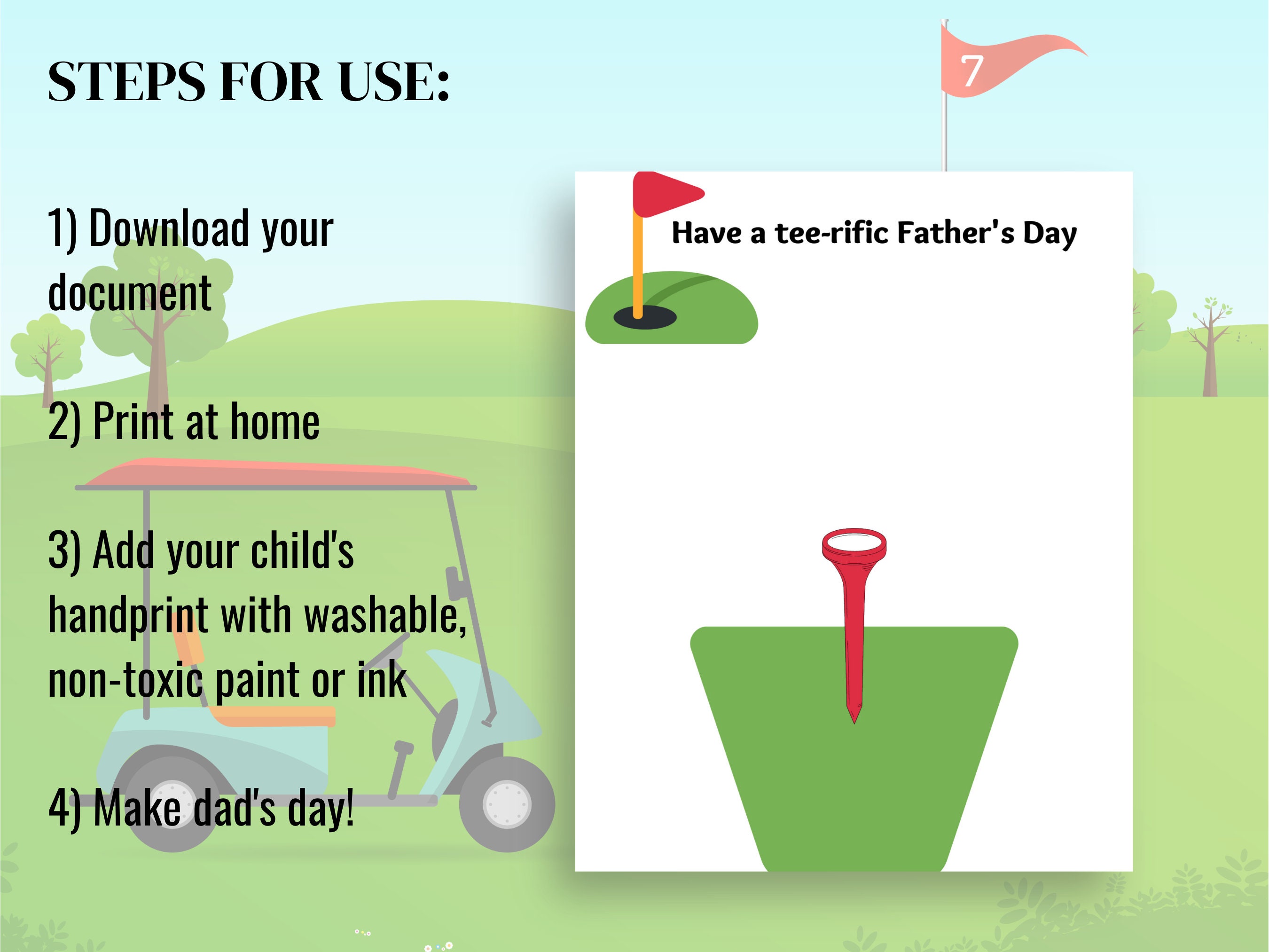 Golf Themed Father's Day Handprint Craft, Printable, Instant Download ...