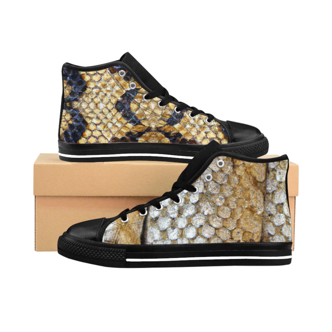 Stylish Viper Snakeskin High Top Sneakers, Reptile Print Shoes, Bold ...