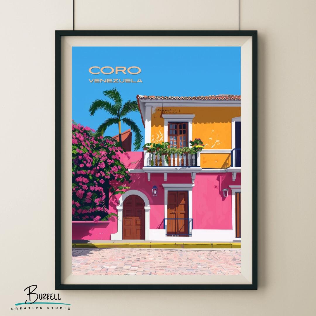 Coro Venezuela Colonial Architecture Travel Poster & Wall Art Poster Print - Etsy