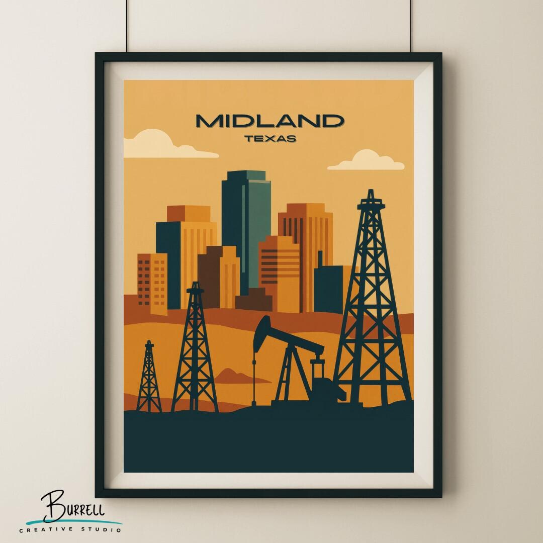 Midland Texas Oil Culture Travel Poster & Wall Art Poster Print - Etsy