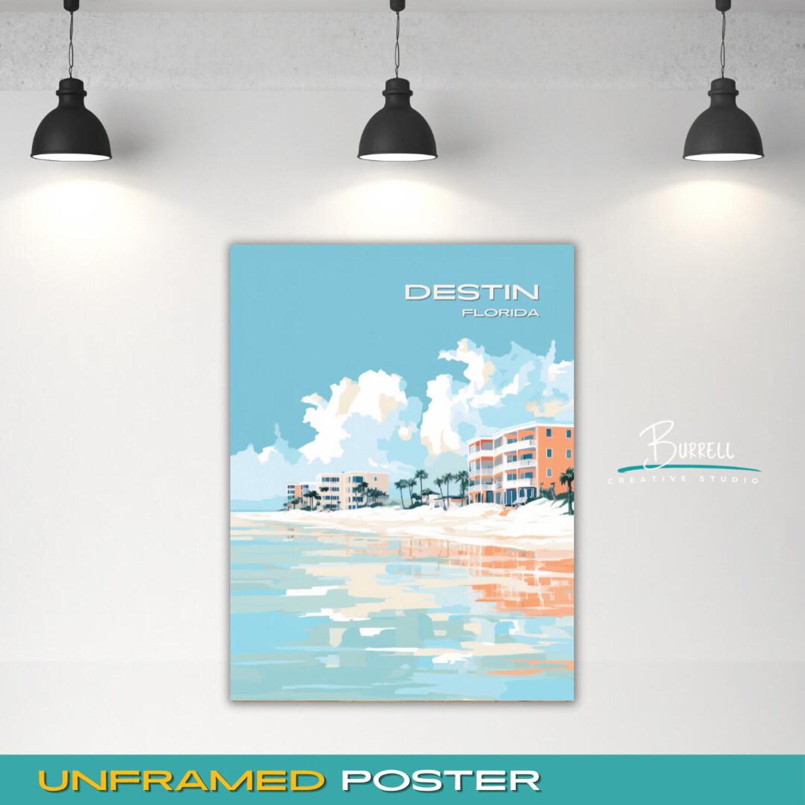 Destin Florida Crystal Sands Beach Travel Poster & Wall Art Poster ...