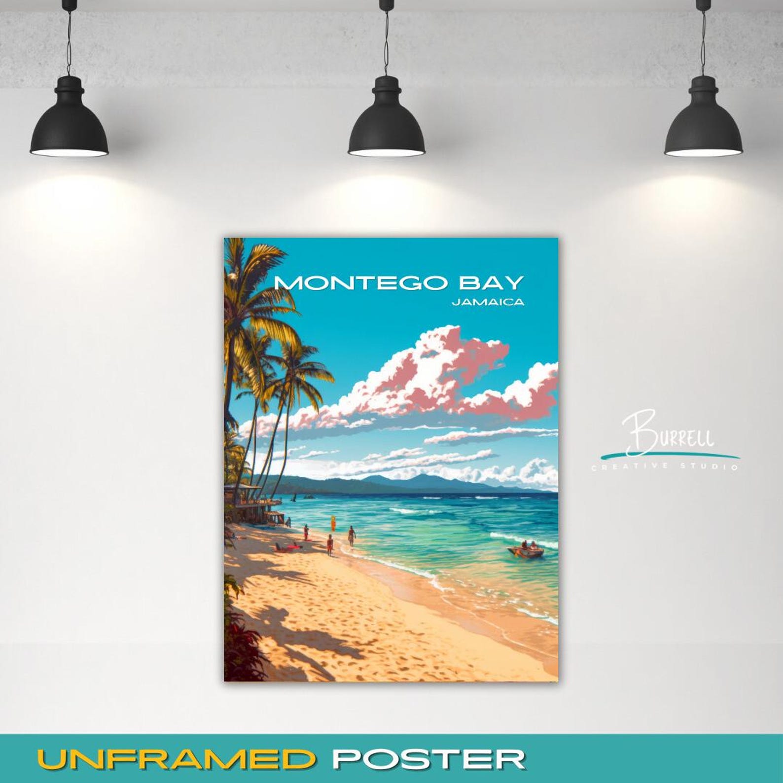Montego Bay Jamaica Doctor's Cave Beach Travel Poster & Wall Art Poster ...