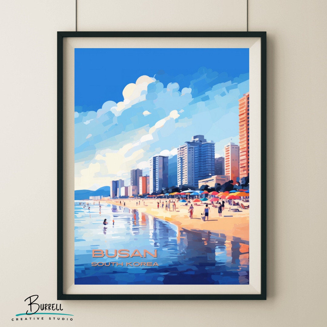 Busan South Korea Haeundae Beach Travel Poster & Wall Art Poster Print ...