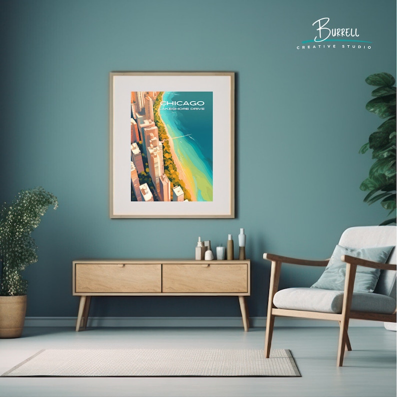 Chicago Lakeshore Drive Aerial View Wall Art Poster Print Chicago ...