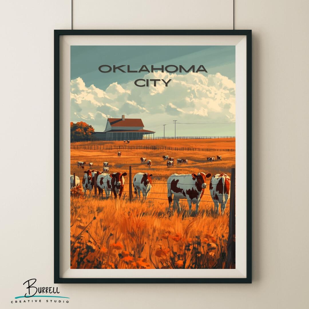 Oklahoma City Ranch Poster: Western Americana Wall Art Print - Etsy