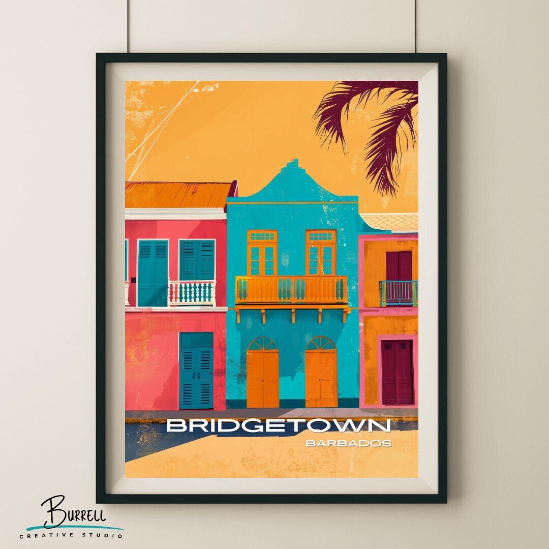 Bridgetown Barbados Architecture Travel Poster & Wall Art Poster Print ...