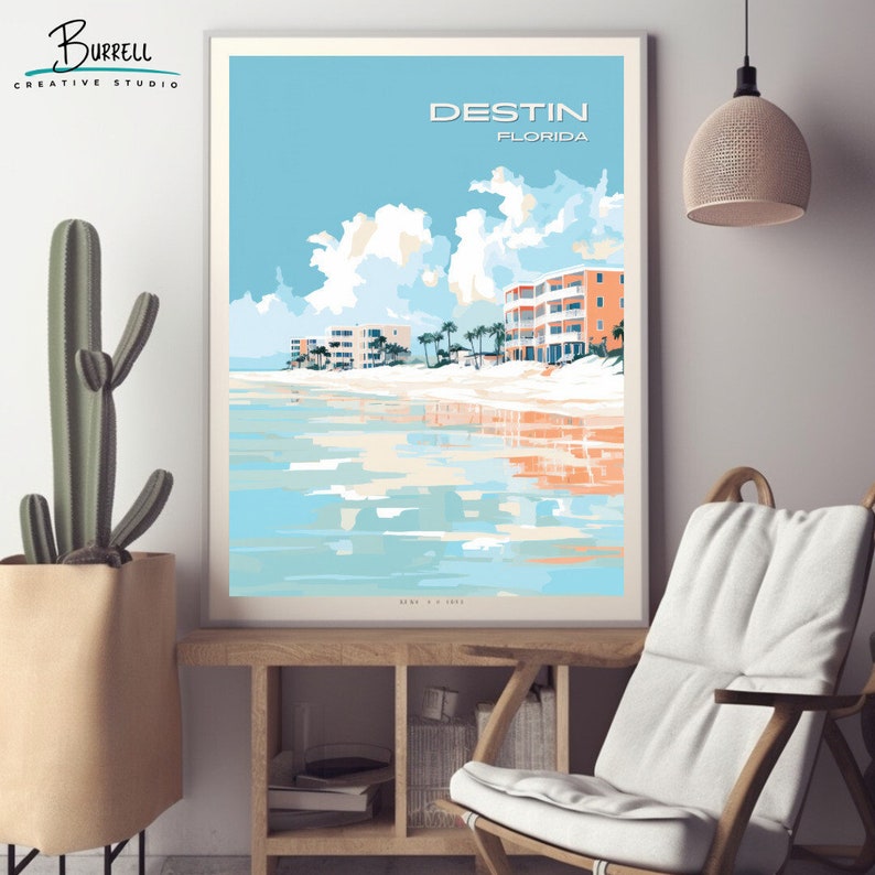 Destin Crystal Sands Beach Wall Art Poster Print Destin Florida Travel ...