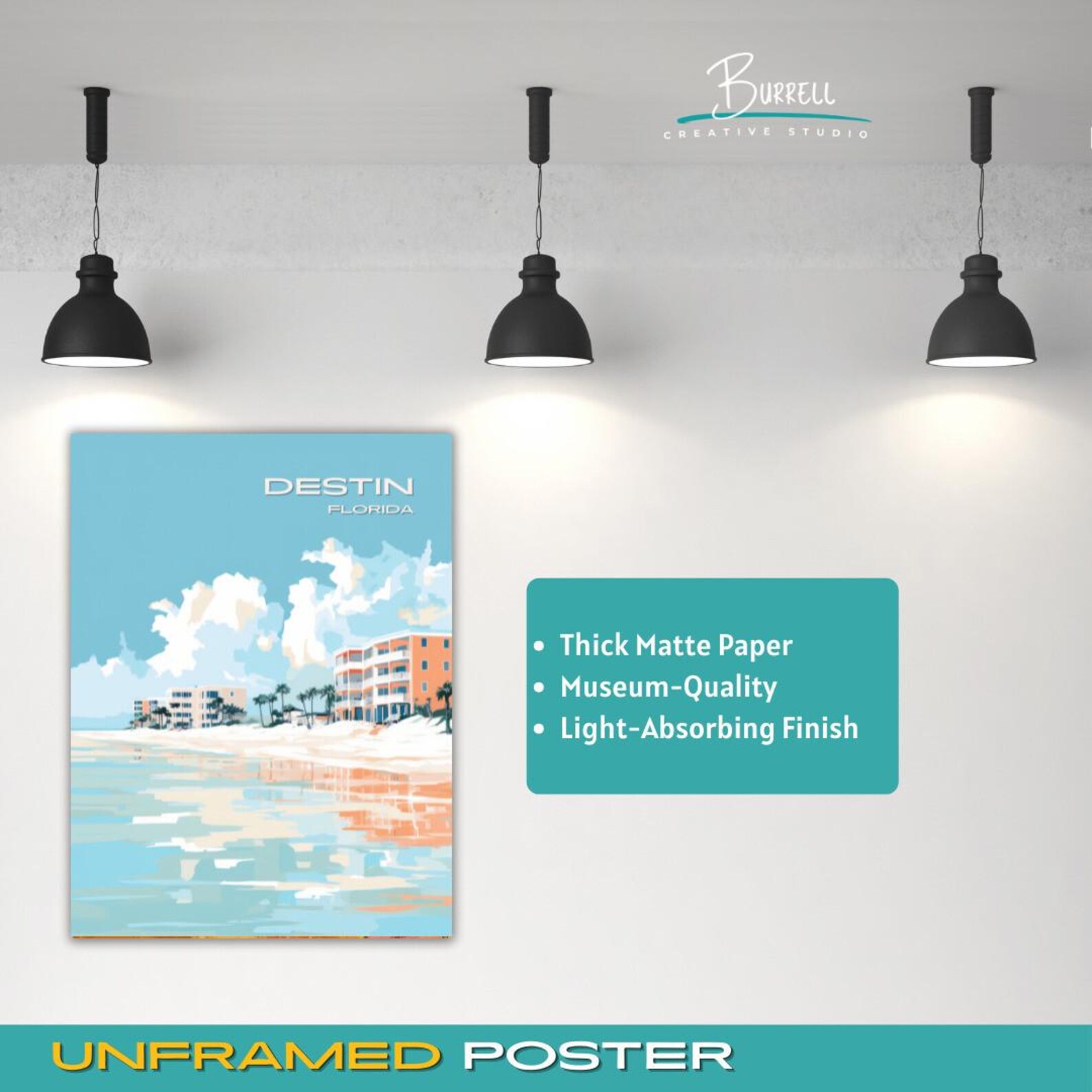 Destin Florida Crystal Sands Beach Travel Poster & Wall Art Poster ...