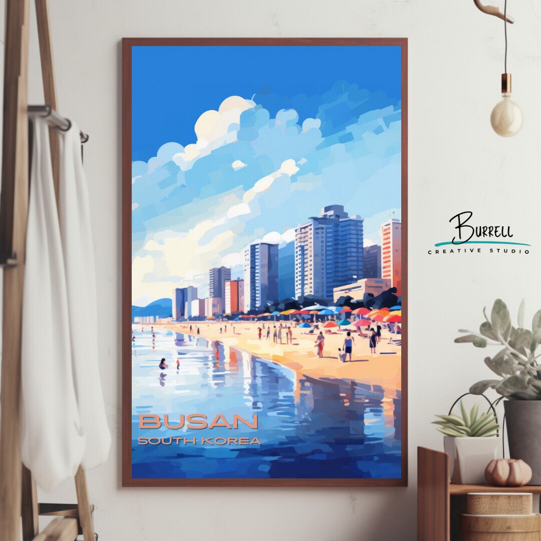 Busan South Korea Haeundae Beach Travel Poster & Wall Art Poster Print ...