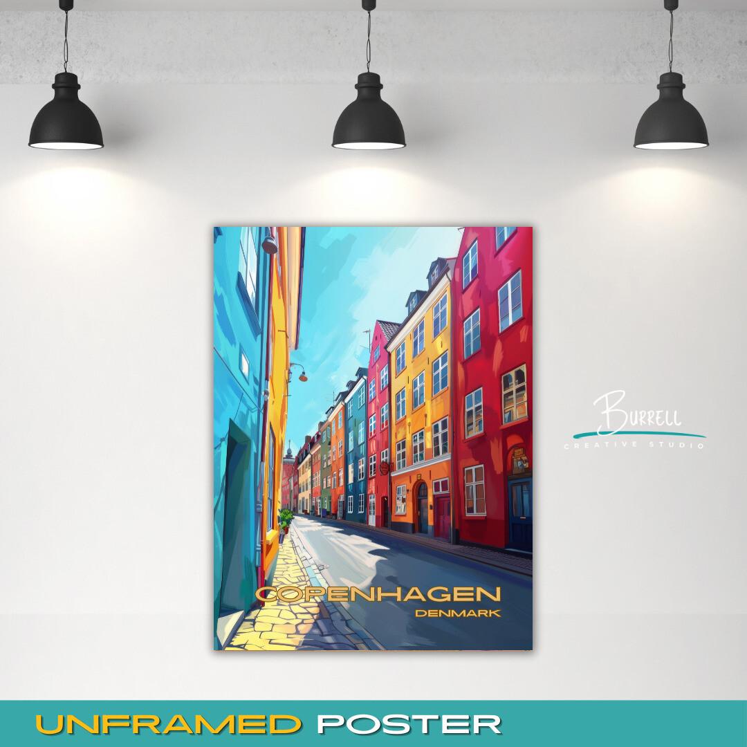 Copenhagen Denmark Architecture Travel Poster & Wall Art Poster Print ...