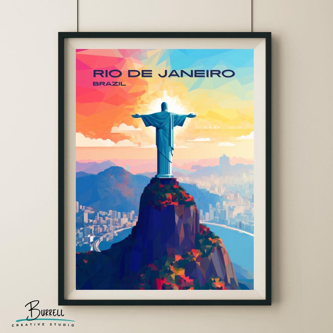 Rio Brazil Christ the Redeemer Travel Poster & Wall Art Poster Print - Etsy