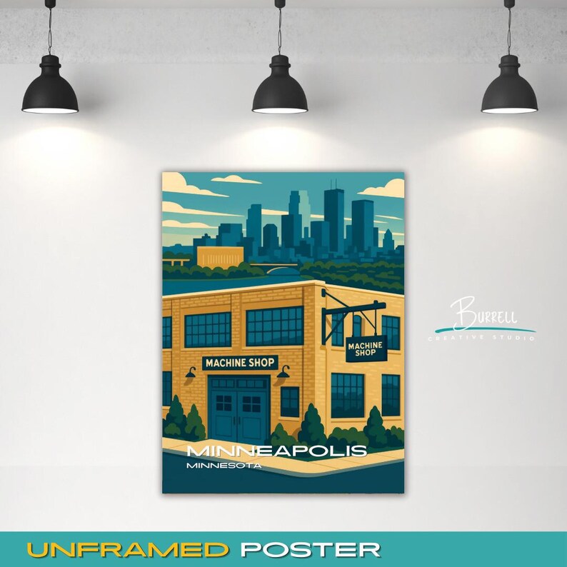 Minneapolis Minnesota Machine Shop Travel Poster & Wall Art Poster ...