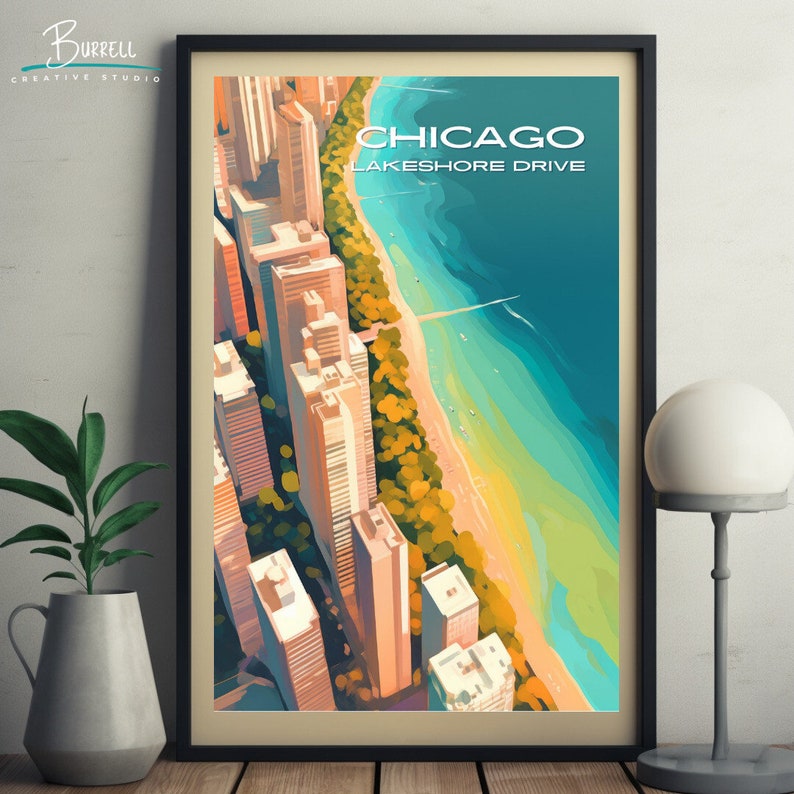 Chicago Lakeshore Drive Aerial View Wall Art Poster Print Chicago ...