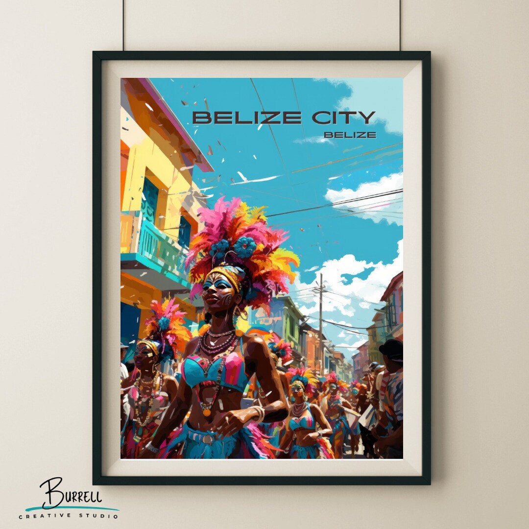 Belize City Carnival Wall Art Poster Print Belize City Belize District Travel Poster Home Decor ...