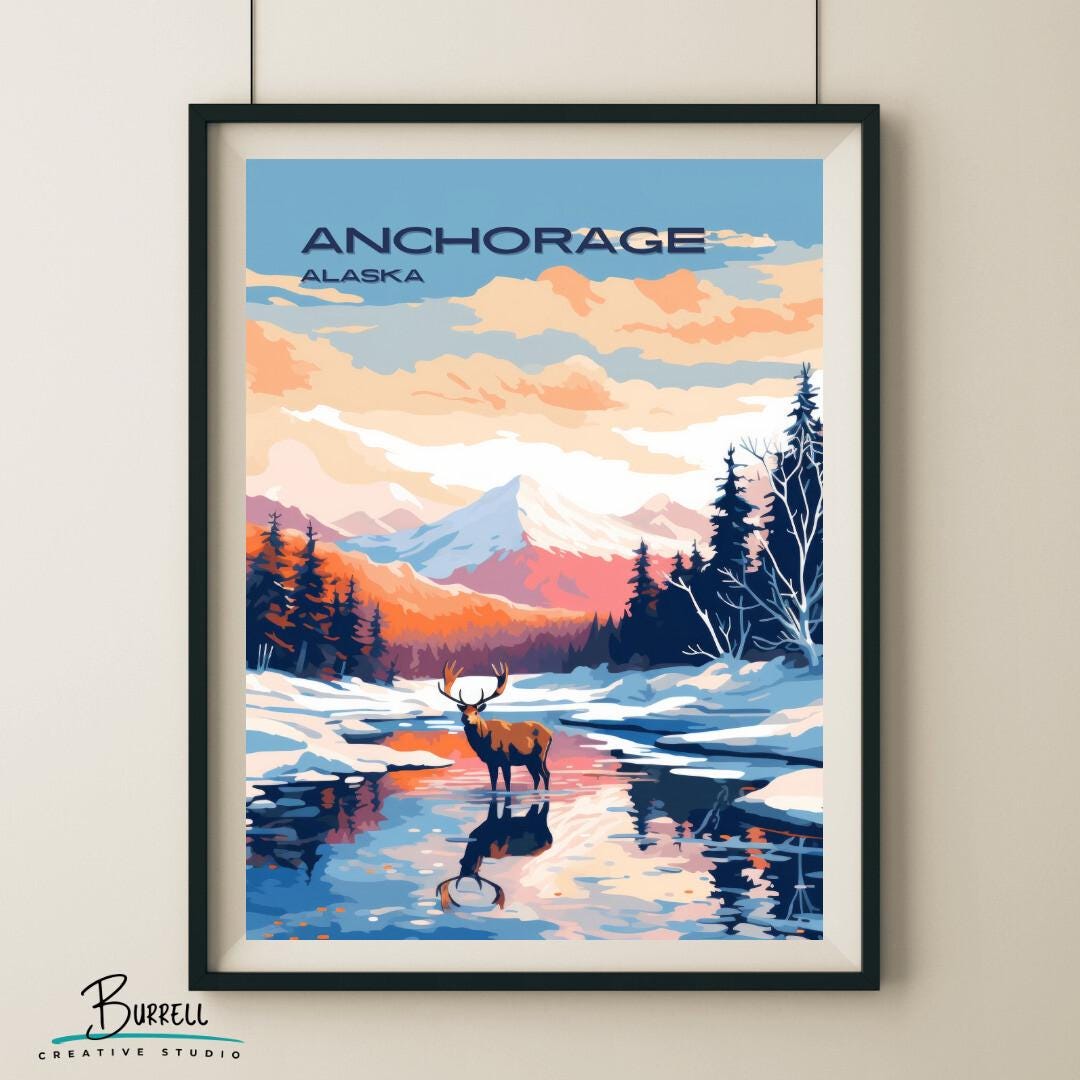 Anchorage Alaska Scenery Travel Poster & Wall Art Poster Print - Etsy