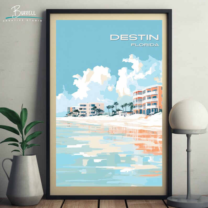 Destin Crystal Sands Beach Wall Art Poster Print Destin Florida Travel ...