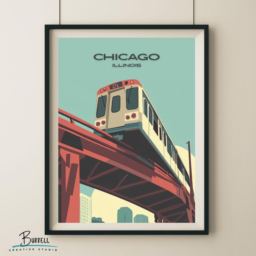 Chicago Illinois CTA Railway Travel Poster & Wall Art Poster Print - Etsy